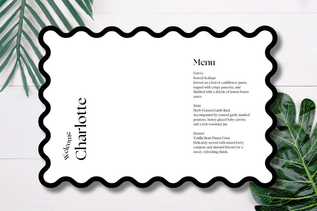 Menu Placemat Template | Customizable Canva Menu | DIY Printable Event ...