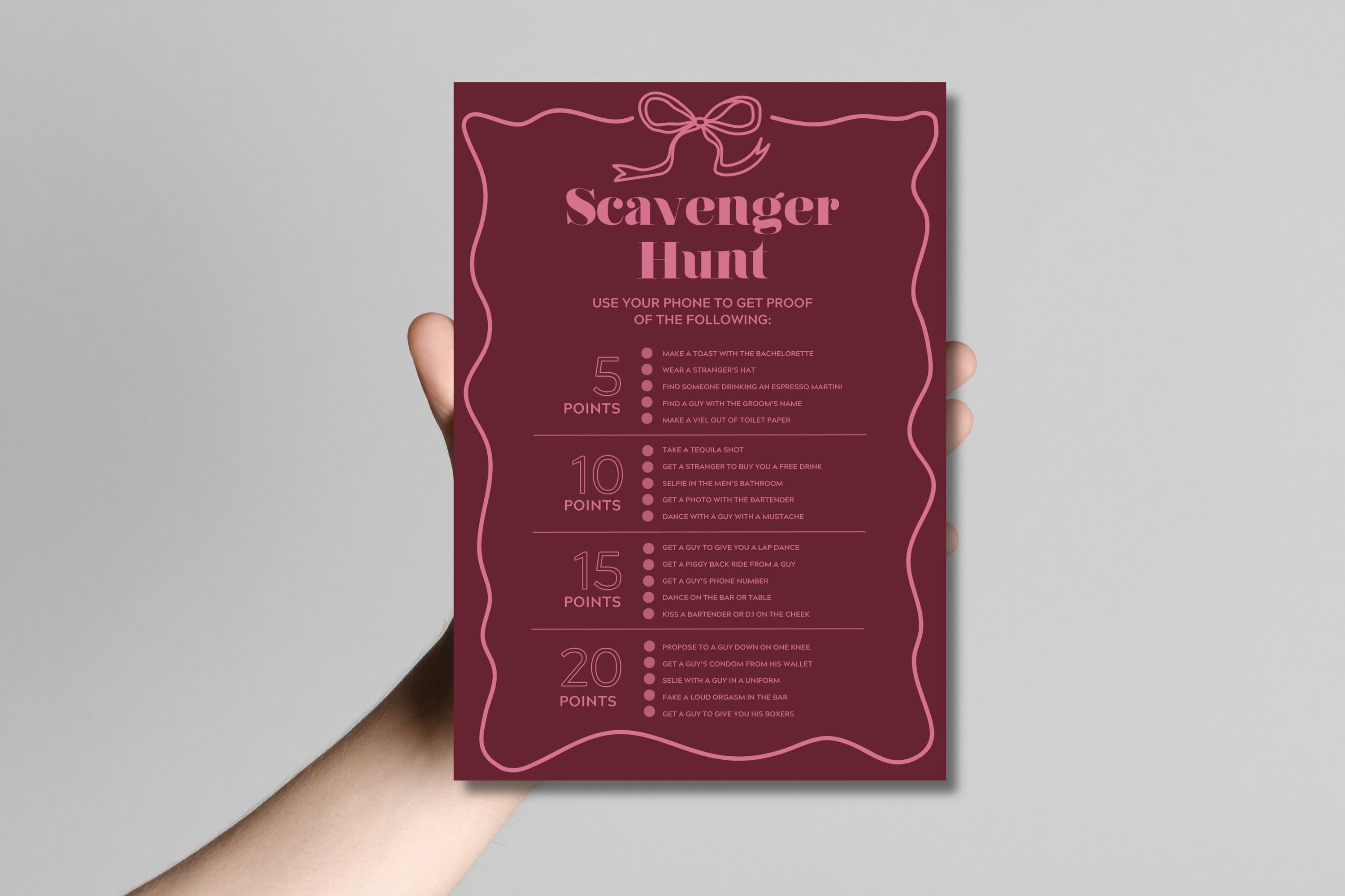Scavenger Hunt | Modern Hens & Bridal Shower Party Games | Bachelorette ...