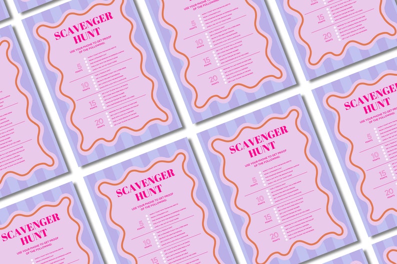 Bachelorette Scavenger Hunt Game | Modern Bridal Shower Printable - Etsy