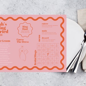 Bridal Shower Menu Placemat Template | Hen Party Games & Decor ...