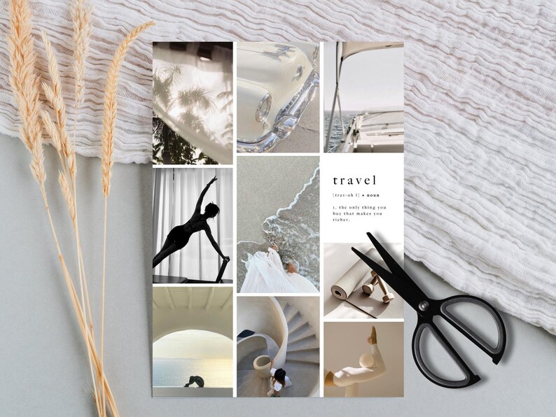 2026 Neutral Vision Board Collage Kit | Printable Mood Board ...