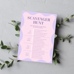 Scavenger Hunt Modern Hens & Bridal Shower Party Games Bachelorette ...