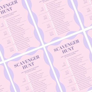 Scavenger Hunt Modern Hens & Bridal Shower Party Games Bachelorette ...