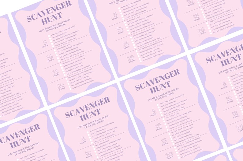 Scavenger Hunt | Modern Hens & Bridal Shower Party Games | Bachelorette ...