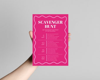 Scavenger Hunt Modern Hens & Bridal Shower Party Games Bachelorette ...