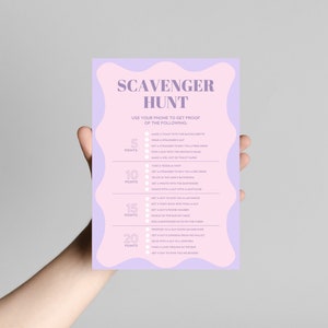 Scavenger Hunt Modern Hens & Bridal Shower Party Games Bachelorette ...