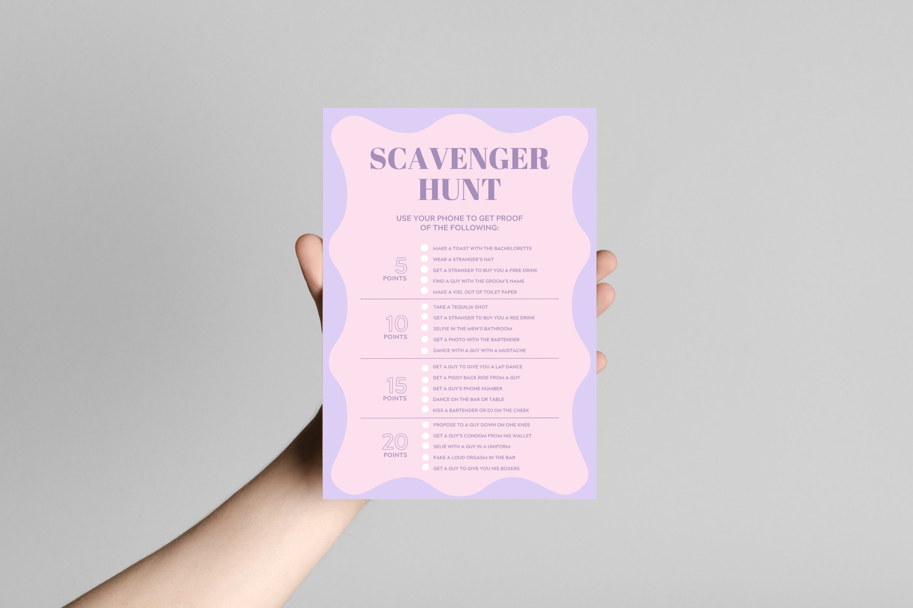Scavenger Hunt | Modern Hens & Bridal Shower Party Games | Bachelorette ...