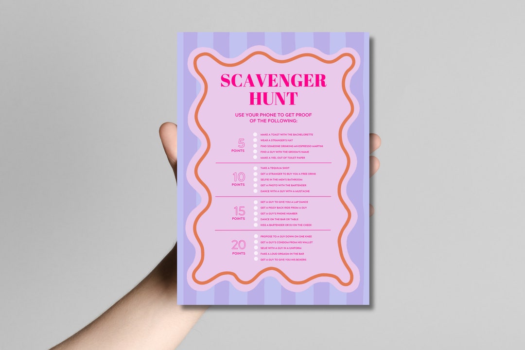 Bachelorette Scavenger Hunt Game | Modern Bridal Shower Printable - Etsy
