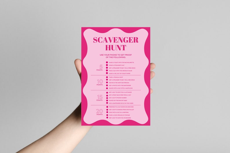 Scavenger Hunt | Modern Hens & Bridal Shower Party Games | Bachelorette ...
