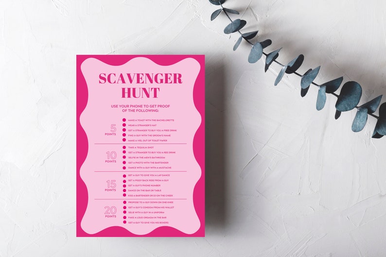 Scavenger Hunt | Modern Hens & Bridal Shower Party Games | Bachelorette ...
