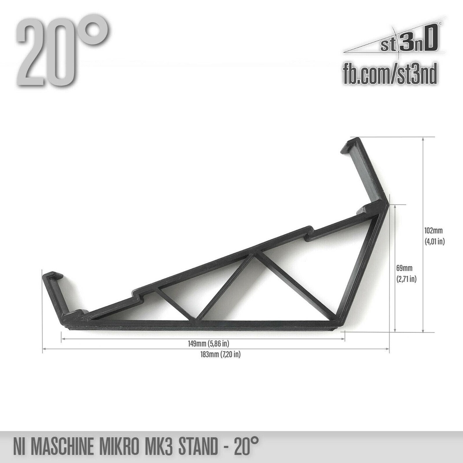 STAND for NI Maschine MIKRO Mk3 20 Degrees 3d Printed 100% Buyer ...