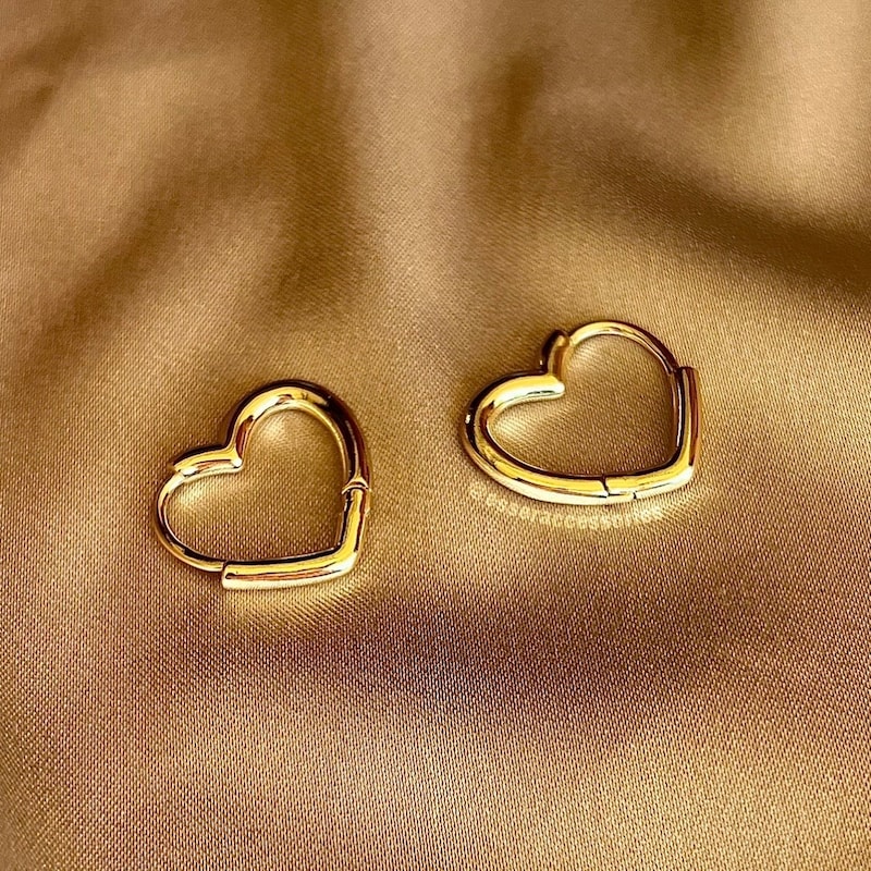 Heart Huggie Earrings - Etsy