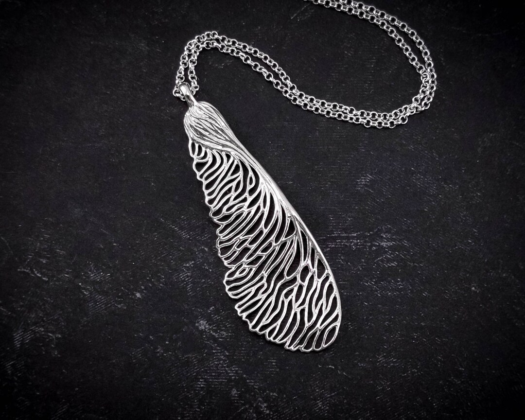 Large Maple Seed Pendant in Sterling Silver, Handmade Samara Necklace ...