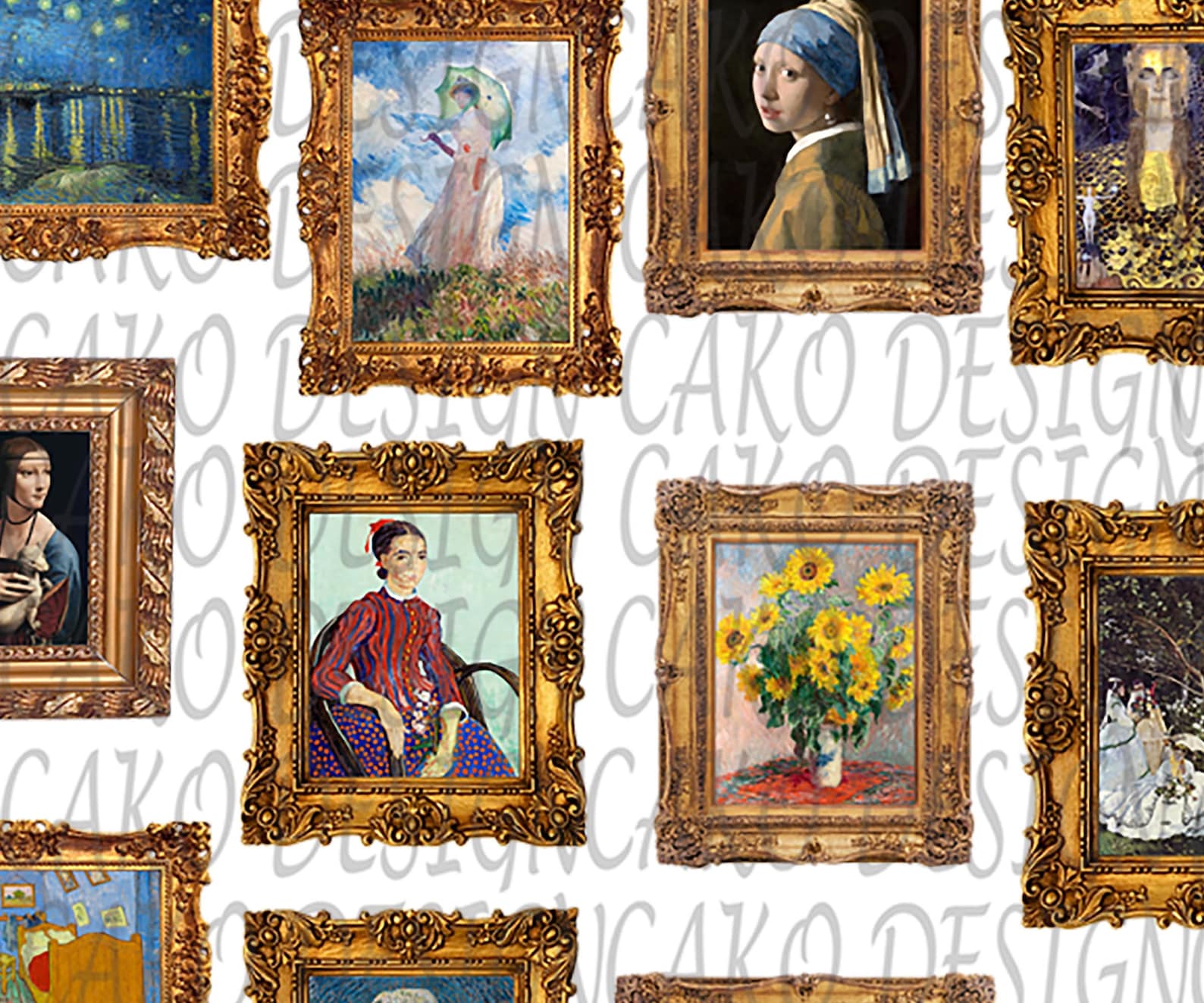 Framed Famous Paintings Png and Jpg Digital Sheet,van Gogh Collage - Etsy