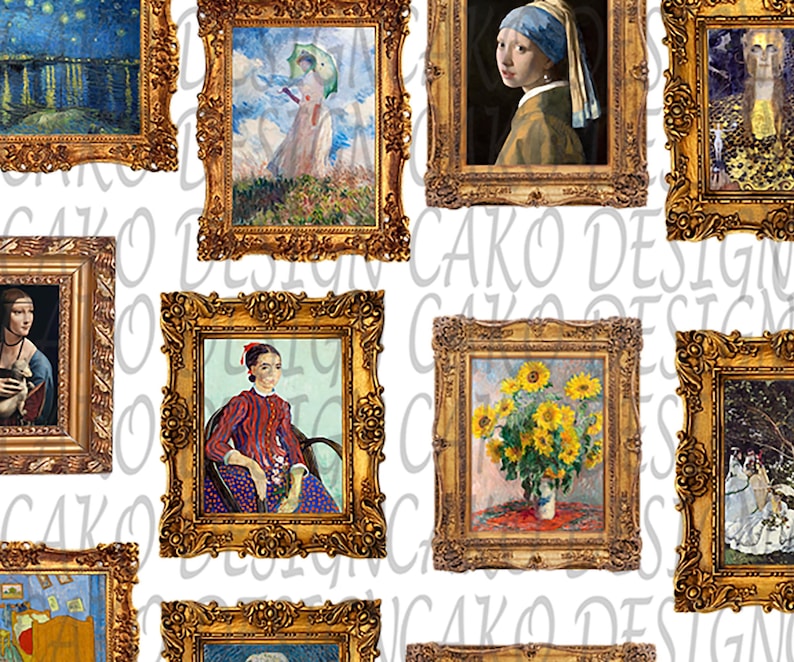 Framed Famous Paintings Png and Jpg Digital Sheet,van Gogh Collage - Etsy
