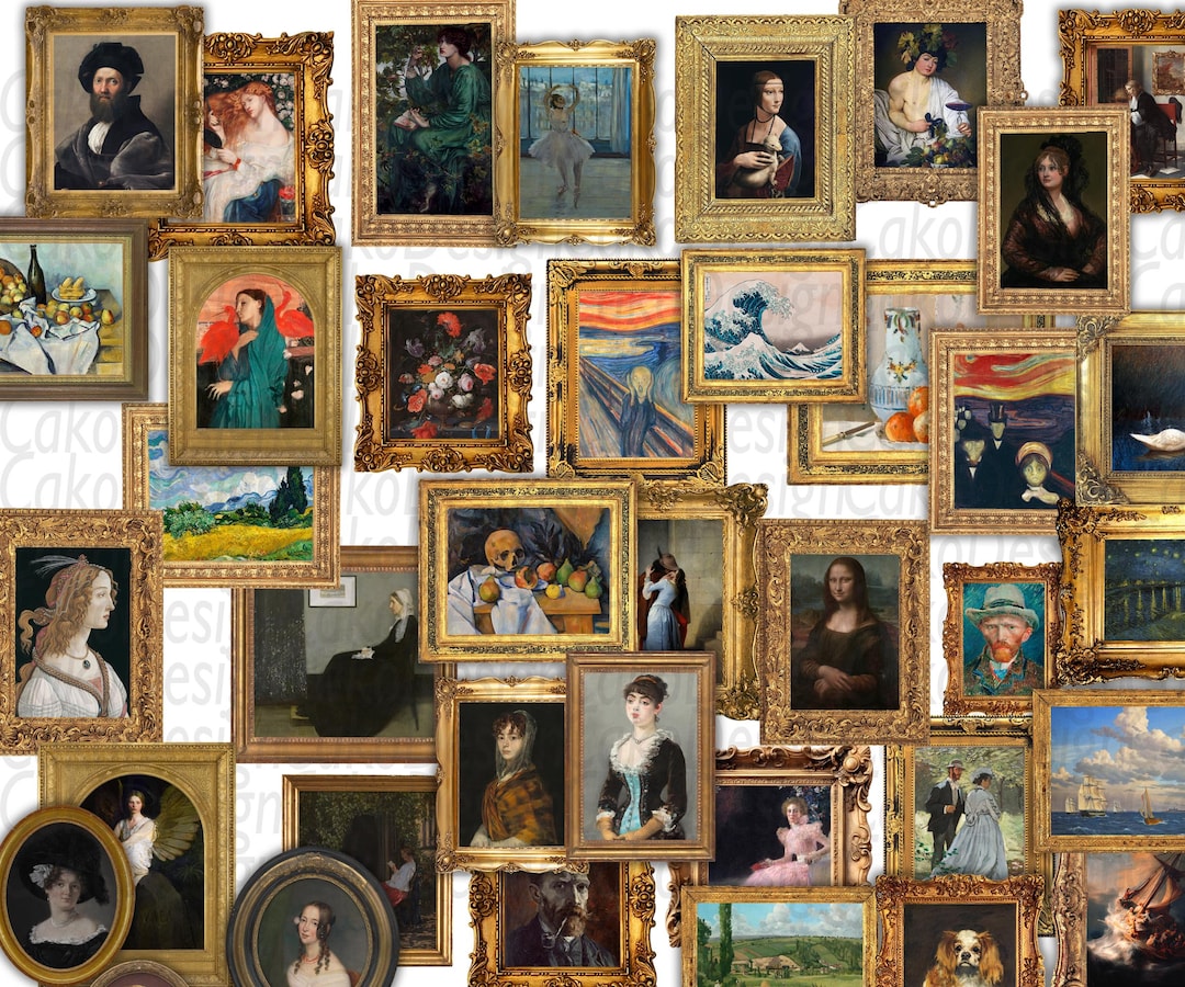 Mini Framed Famous Paintings Collage Sheets, Frames Junk Journal ...