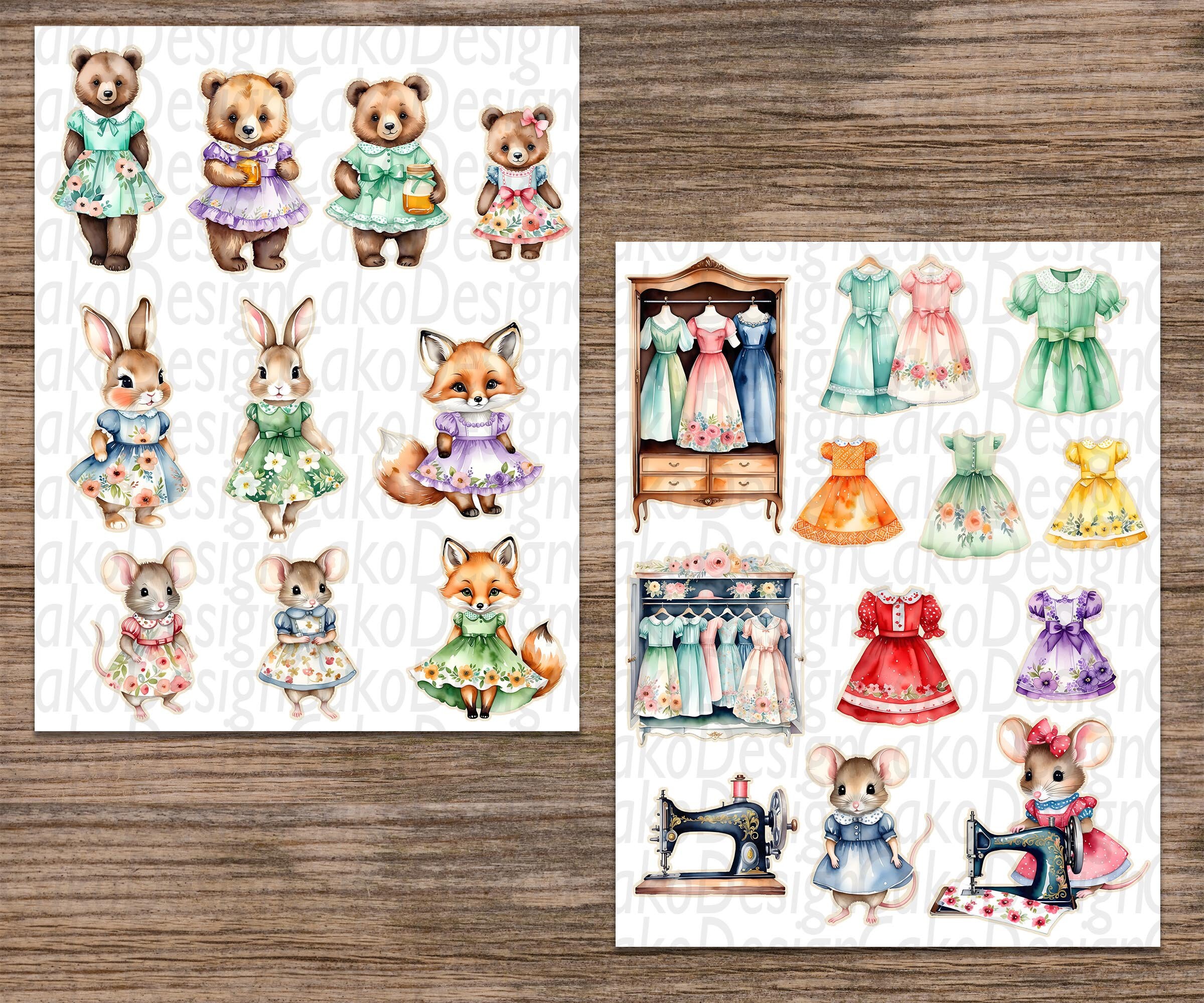 Spring Cottage Friends Fussy Cuts, Junk Journal Kit, Printable Stickers ...