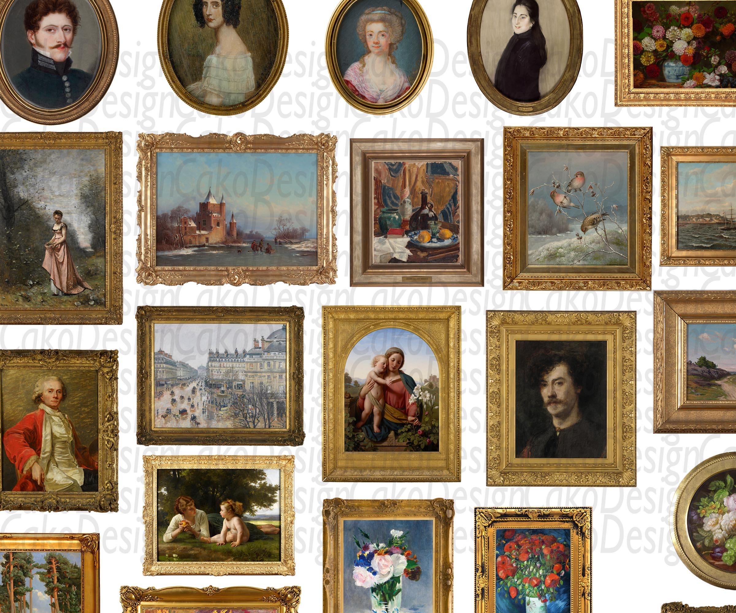 Framed Antique Mini Paintings Collage Sheets for Craft,printable ...
