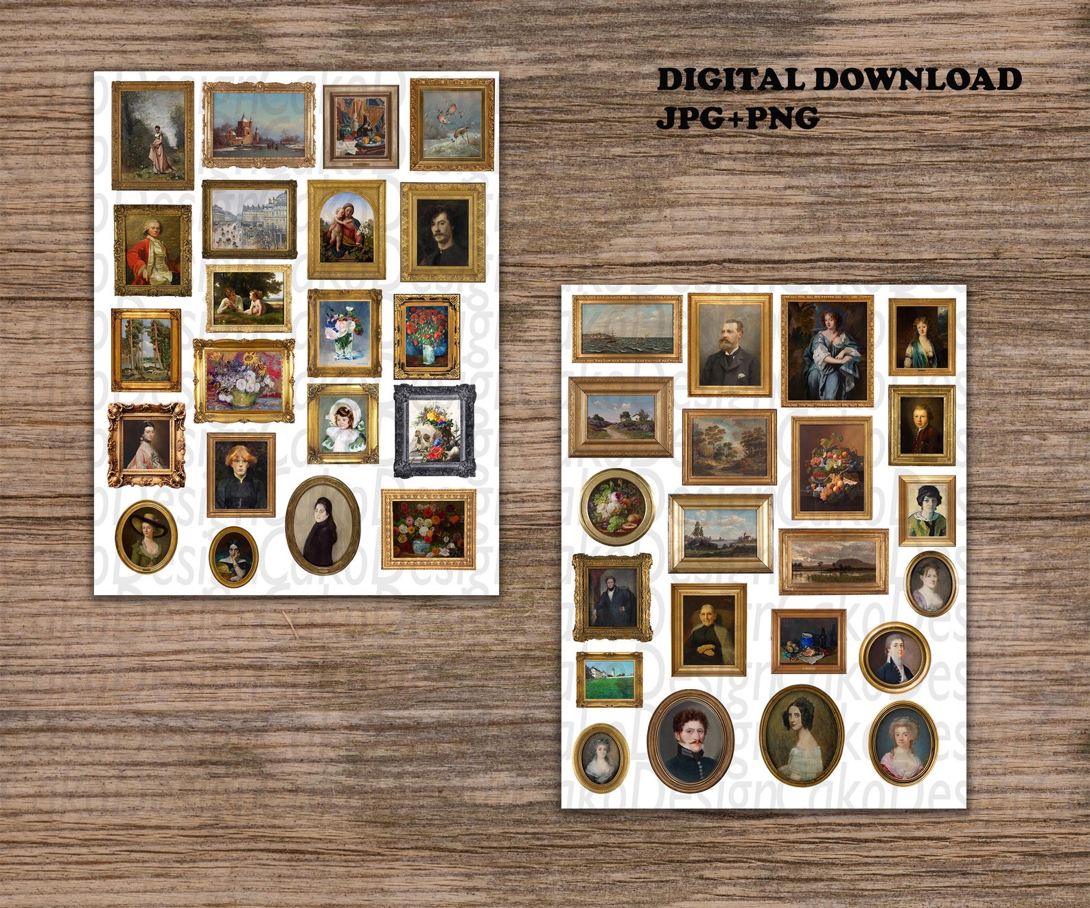 Framed Antique Mini Paintings Collage Sheets for Craft,printable ...