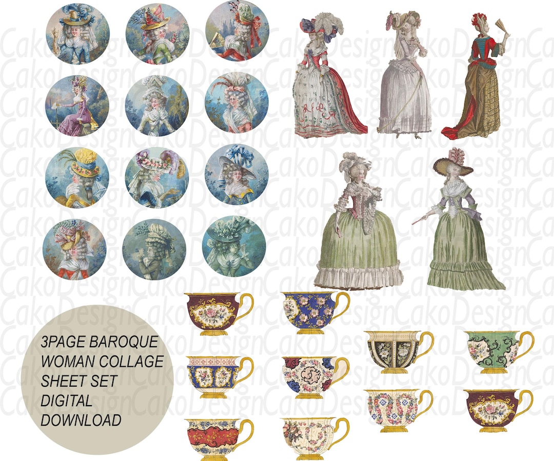 Vintage Baroque Woman Collage Sheet Ephemera Junk Journal - Etsy