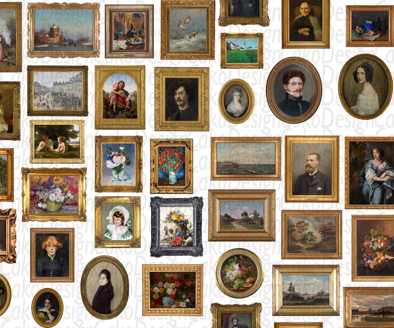 Framed Antique Mini Paintings Collage Sheets for Craft,printable ...