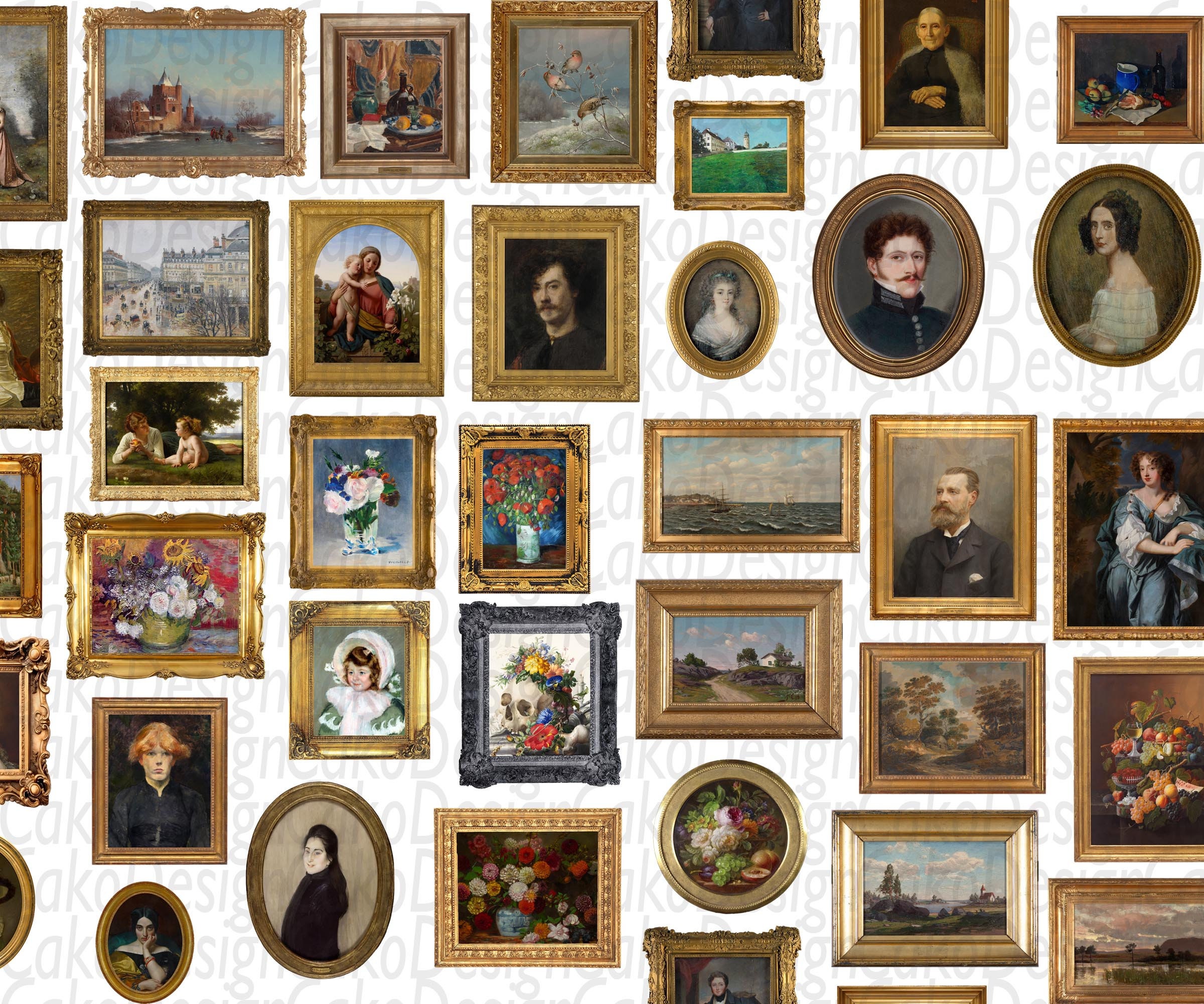 Framed Antique Mini Paintings Collage Sheets for Craft,printable ...