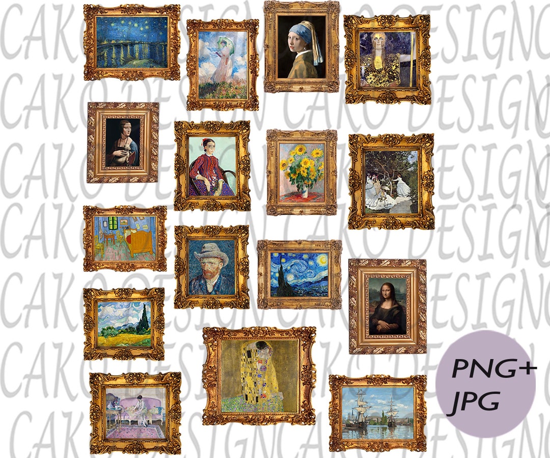 Framed Famous Paintings Png and Jpg Digital Sheet - Etsy