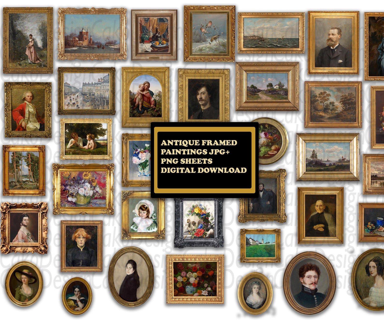 Framed Antique Mini Paintings Collage Sheets for Craft,printable ...