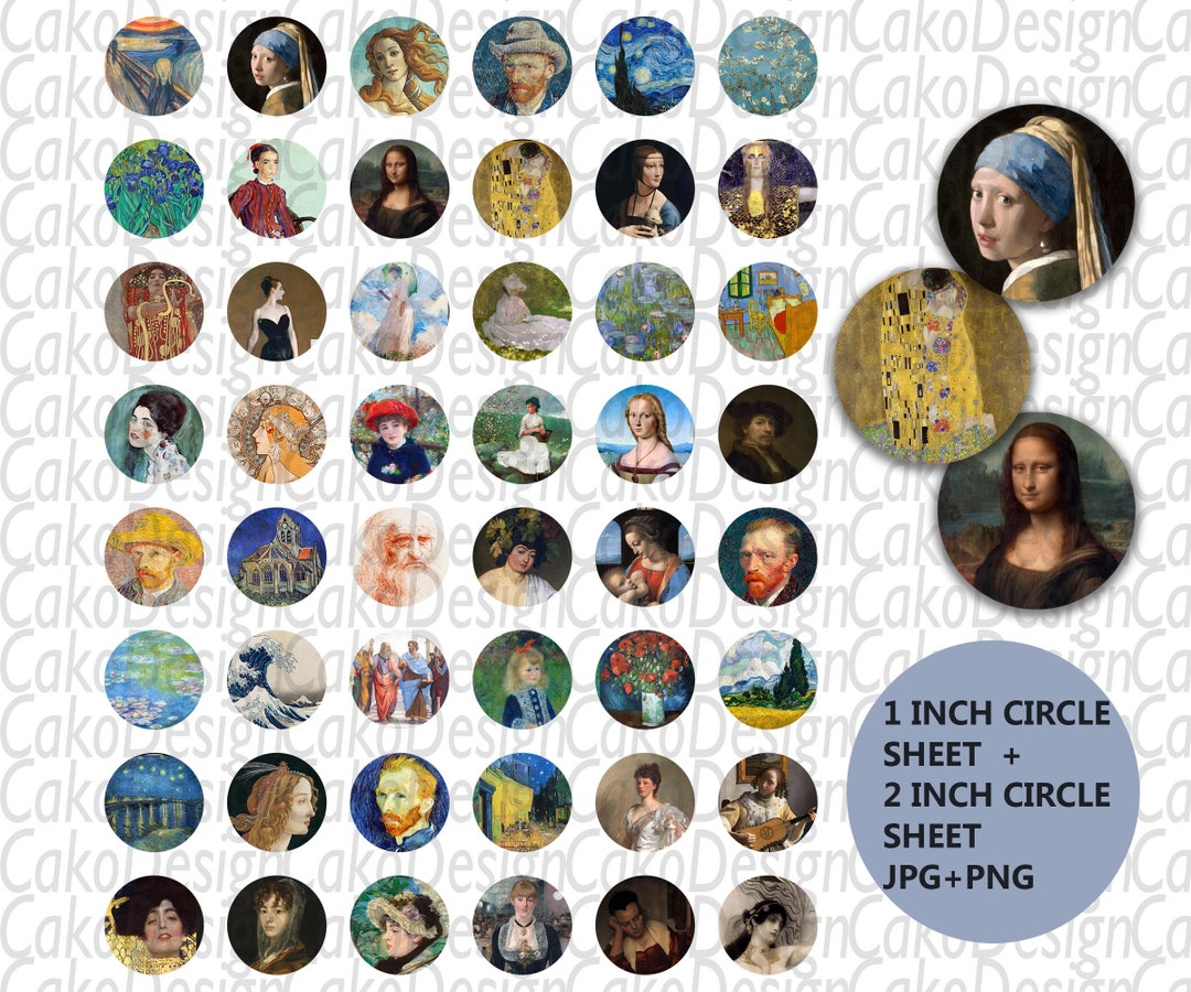 Famous Paintings 1 Inch Circle and 2 Inch Circle Collage - Etsy