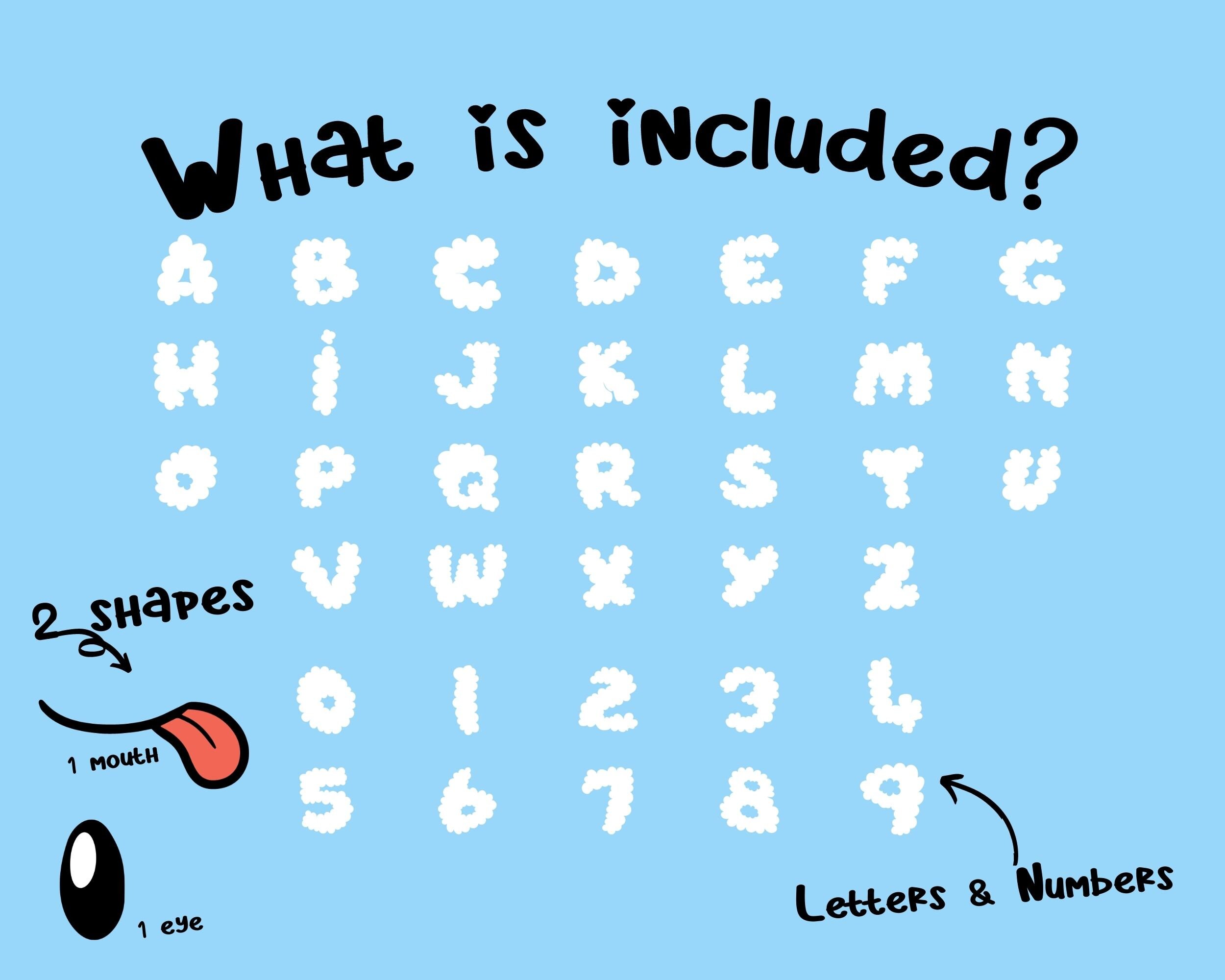 Funny Clouds Alphabet Letters Numbers in Png, SVG, Dxf and Eps. Cricut ...