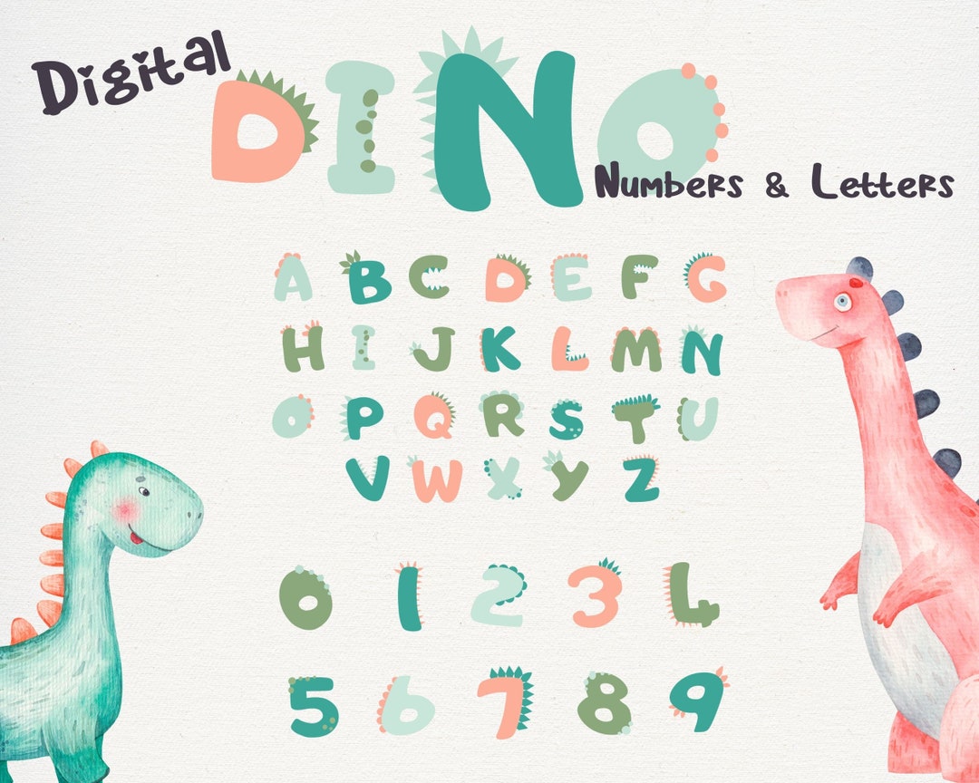 Dinosaur Alphabet. Dino Letters and Numbers in Png, Svg, Dxf and Eps ...