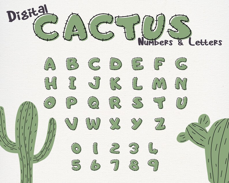 Cactus Alphabet Letters and Numbers in Png, SVG, Dxf and Eps. Svg ...