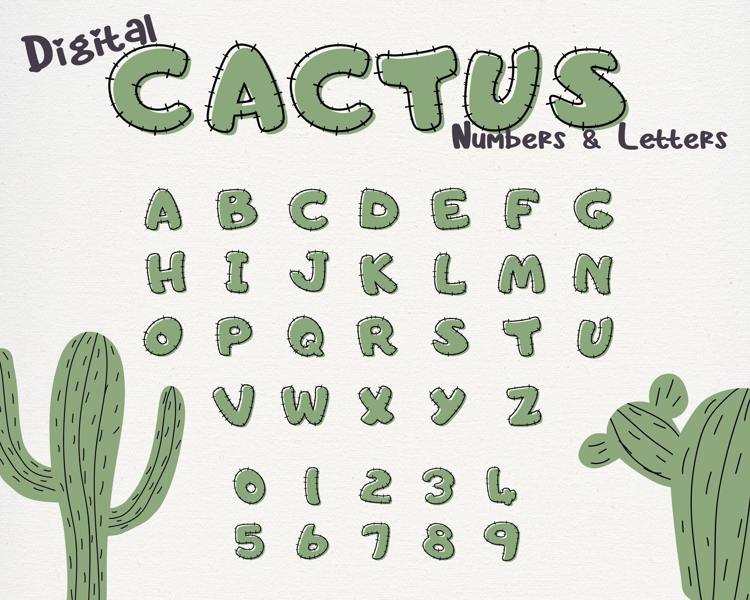 Cactus Alphabet Letters and Numbers in Png, SVG, Dxf and Eps. Svg ...