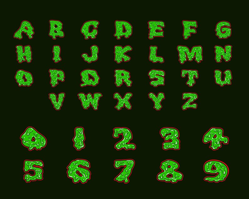 Radioactive Toxic Digital Alphabet. Letters and Numbers Clipart. - Etsy
