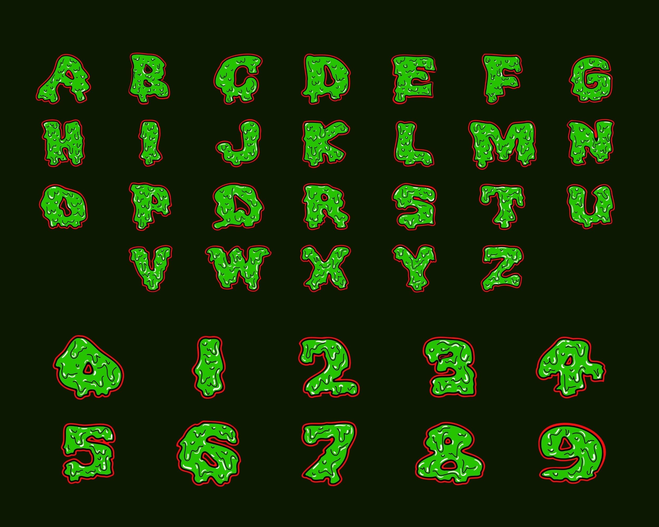 Radioactive Toxic Digital Alphabet. Letters and Numbers Clipart. - Etsy
