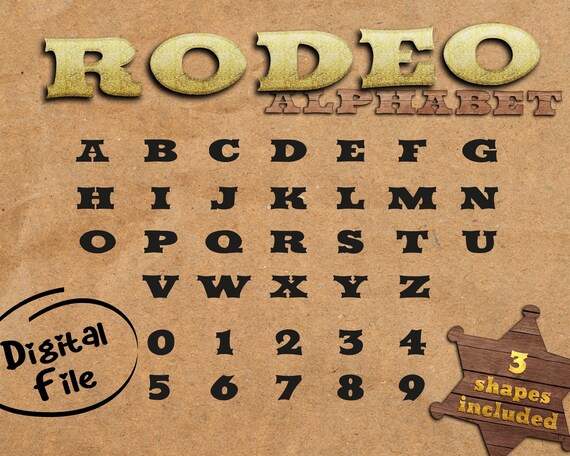Rodeo Alphabet Letters Numbers in Png SVG Dxf and Eps. | Etsy