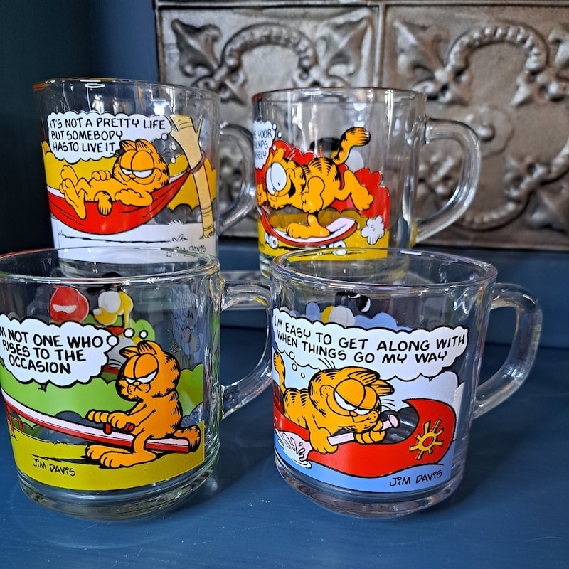 Mcdonalds Garfields Glass Cups - Etsy