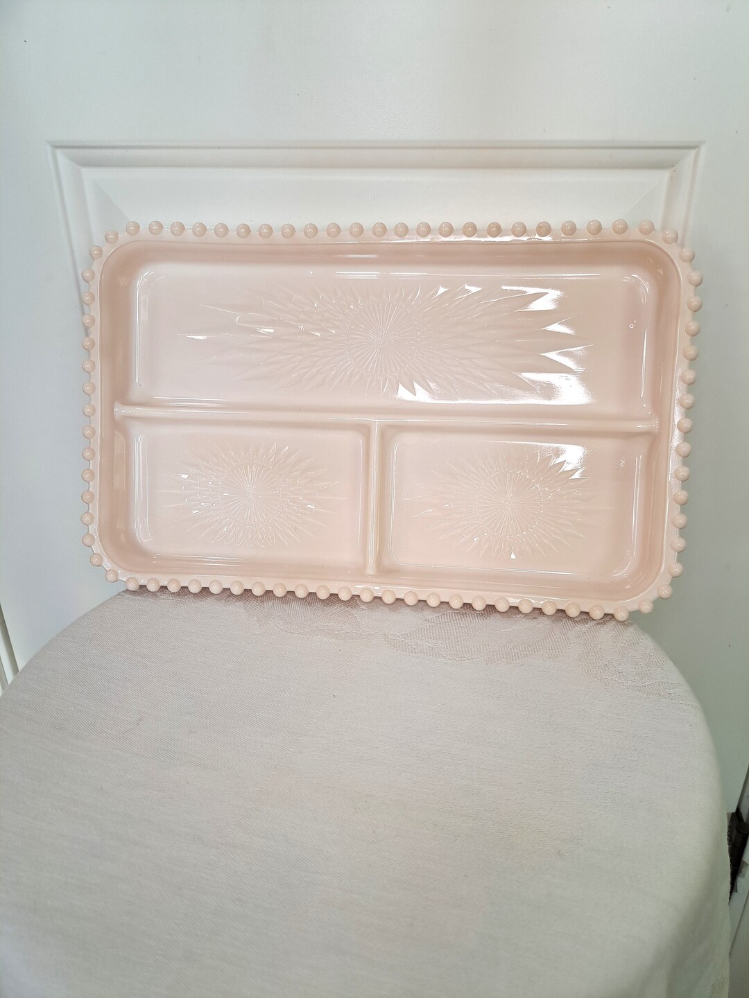 Pink Milk Glass, RARE Vintage Jeannette Glass Shell Pink Vanity Tray ...