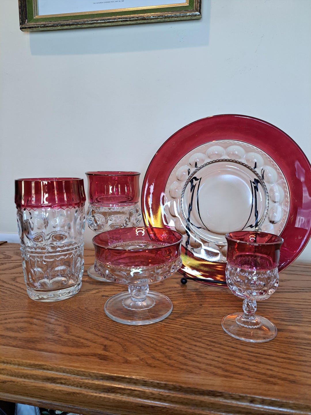 Kings Crown, Ruby Flashed Drinking Glass, CHOICE, Plate, Tumbler ...