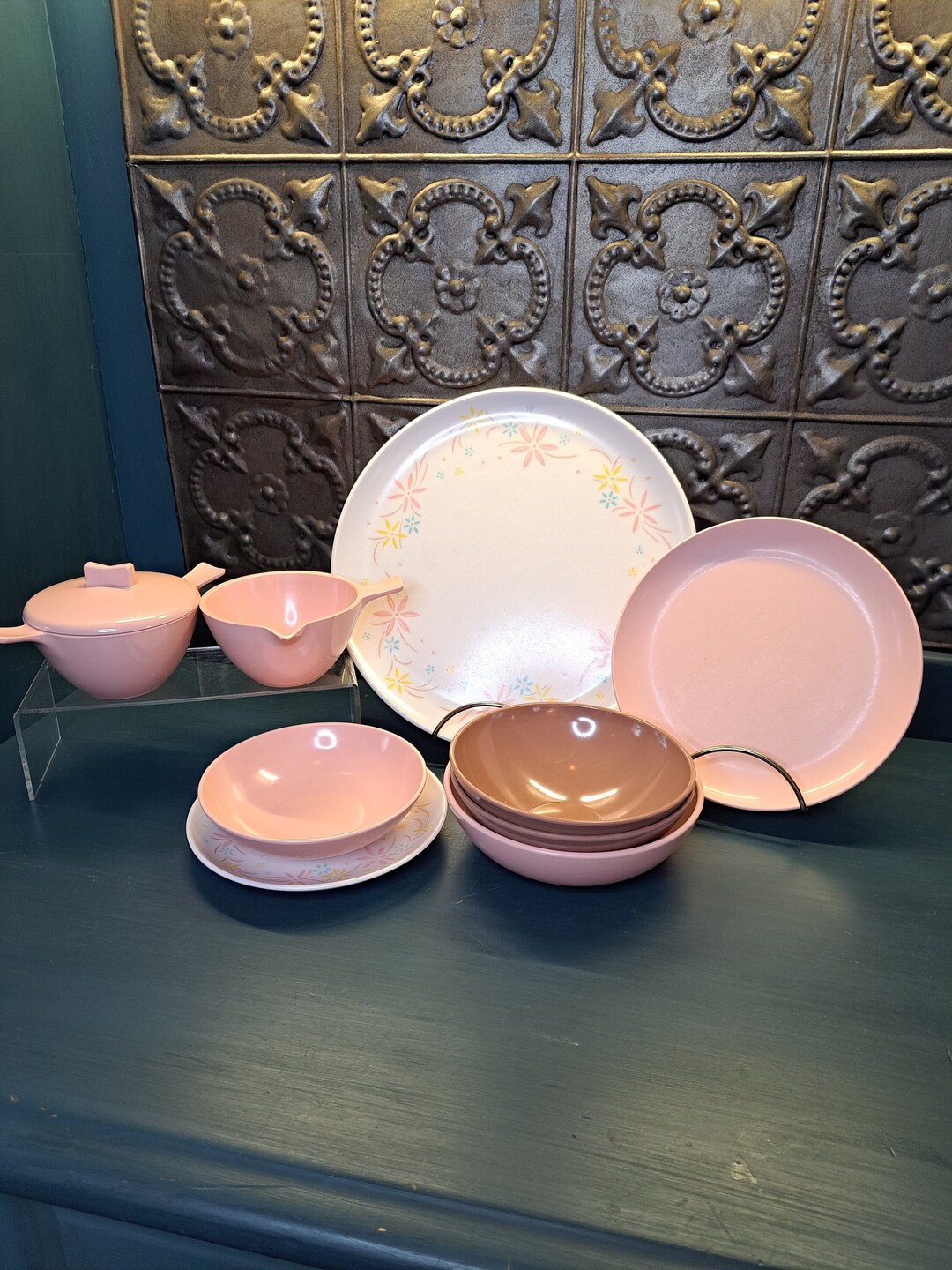 Melmac Plates, Pink Stetson, Melamine Plate, Bowl, Sugar, MCM Kitchen ...