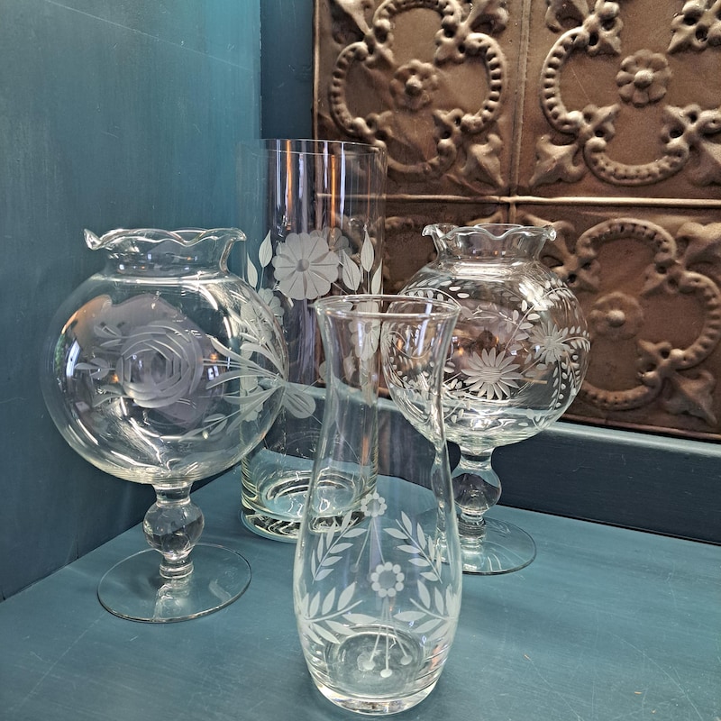 Small Footed Glass Vase - Etsy