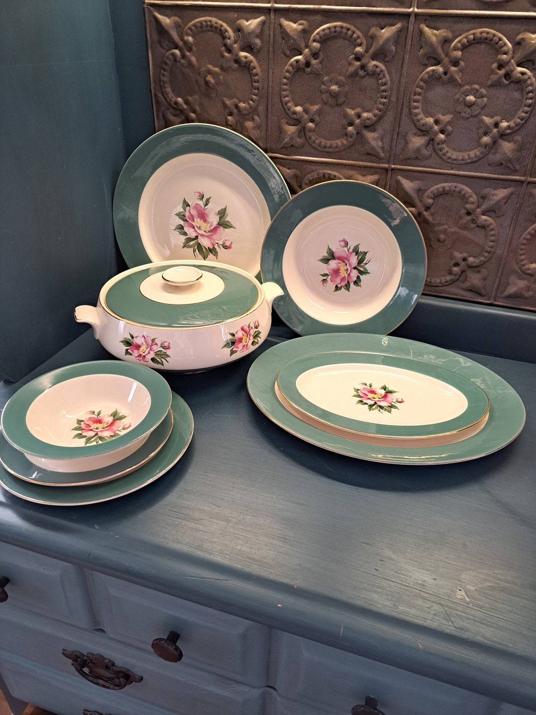 Homer Laughlin, Cavalier Empire Green, CHOICE, Tureen, Platter, Plate ...