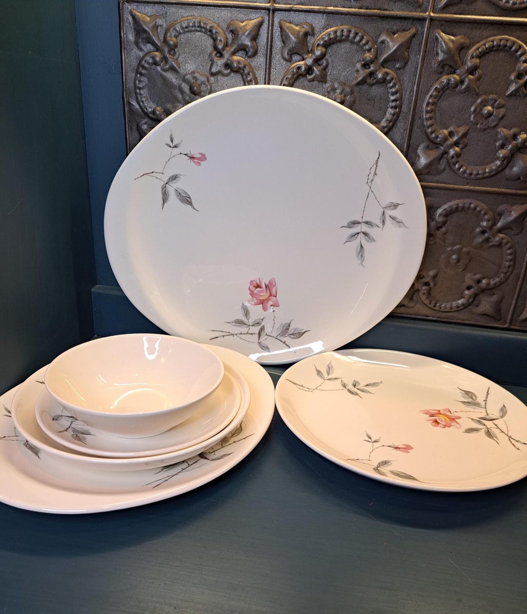 Rose Plate, Platter, Bowl, Vintage Ballerina Large Platter by Universal ...