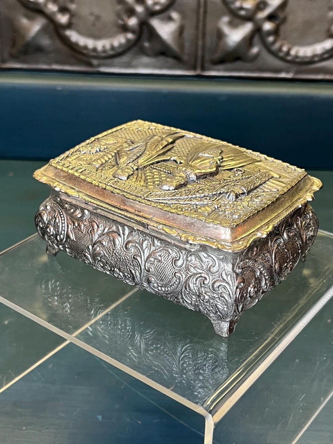 Silver Jewelry Trinket Box, Small Silver Box, Lidded Petite Box With ...