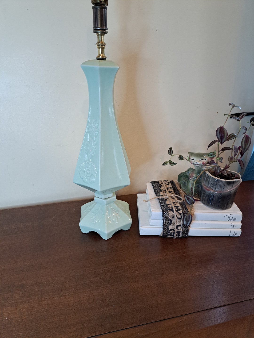 Lamp, MCM Midcentury 21-inch Light Green, Mint Green, Vintage Lamp ...