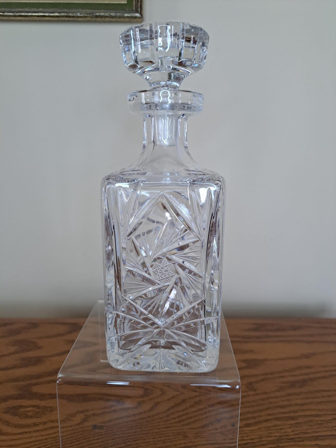 AMERICAN CUT CRYSTAL 8.5" Decanter Pinwheel/star of David, Hand Cut ...