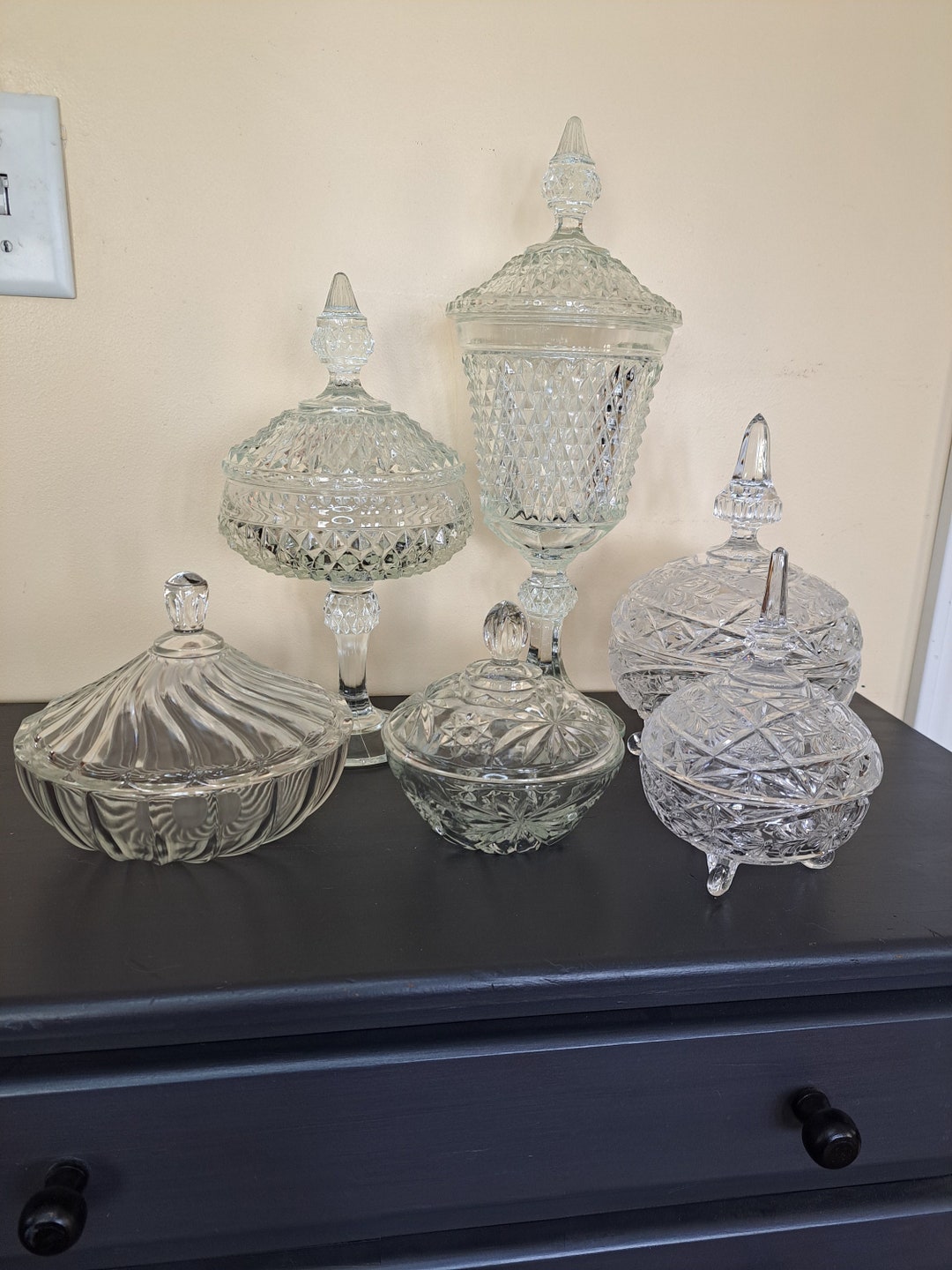 Candy Dish, Candy Bowl With Lid, CHOICE of Vintage Anchor Hocking ...