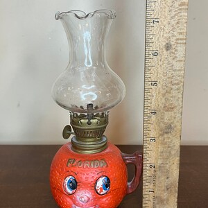 Miniature Oil Lamp, Florida Orange Oil Lamp. Figural Orange Souvenir ...