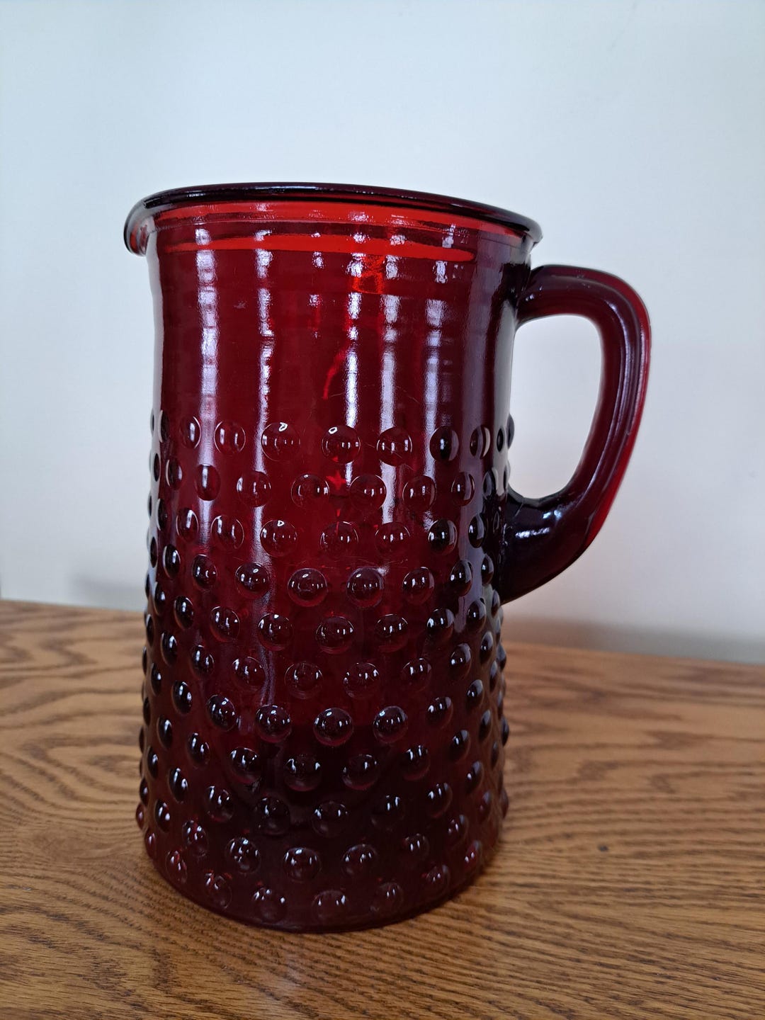 Pitcher, Red Hobnail, Anchor Hocking Ruby Hobnail Pitcher, MCM Barware ...