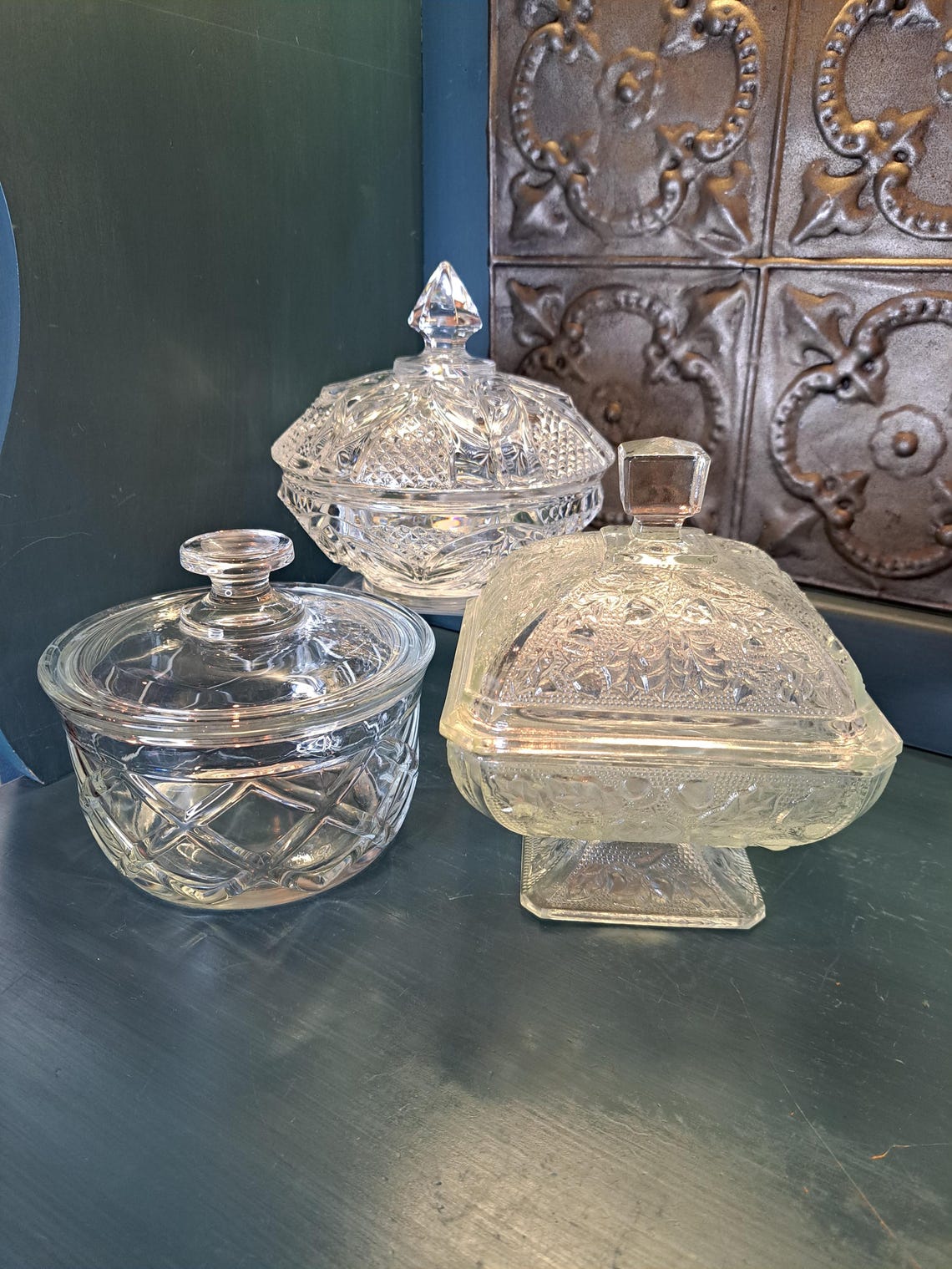 Candy Dish, Candy Bowl With Lid, CHOICE of Crystal Candy Dish, Jeanette ...